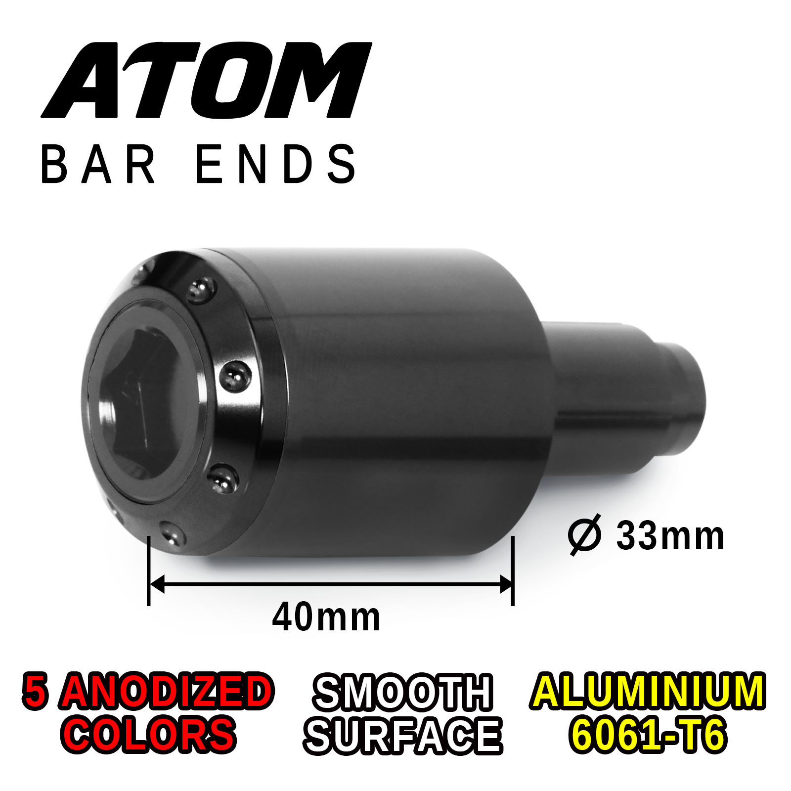 Billet ATOM CNC Bar Ends Fit Yamaha T-MAX 530 ABS TMAX 2015-2016 16 15 ...