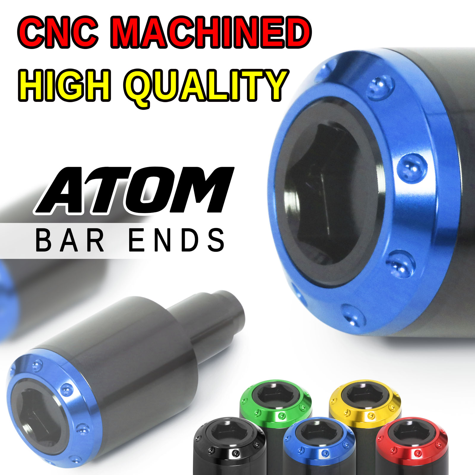 Billet ATOM CNC Bar Ends Fit Yamaha T-MAX 530 ABS TMAX 2015-2016 16 15 ...